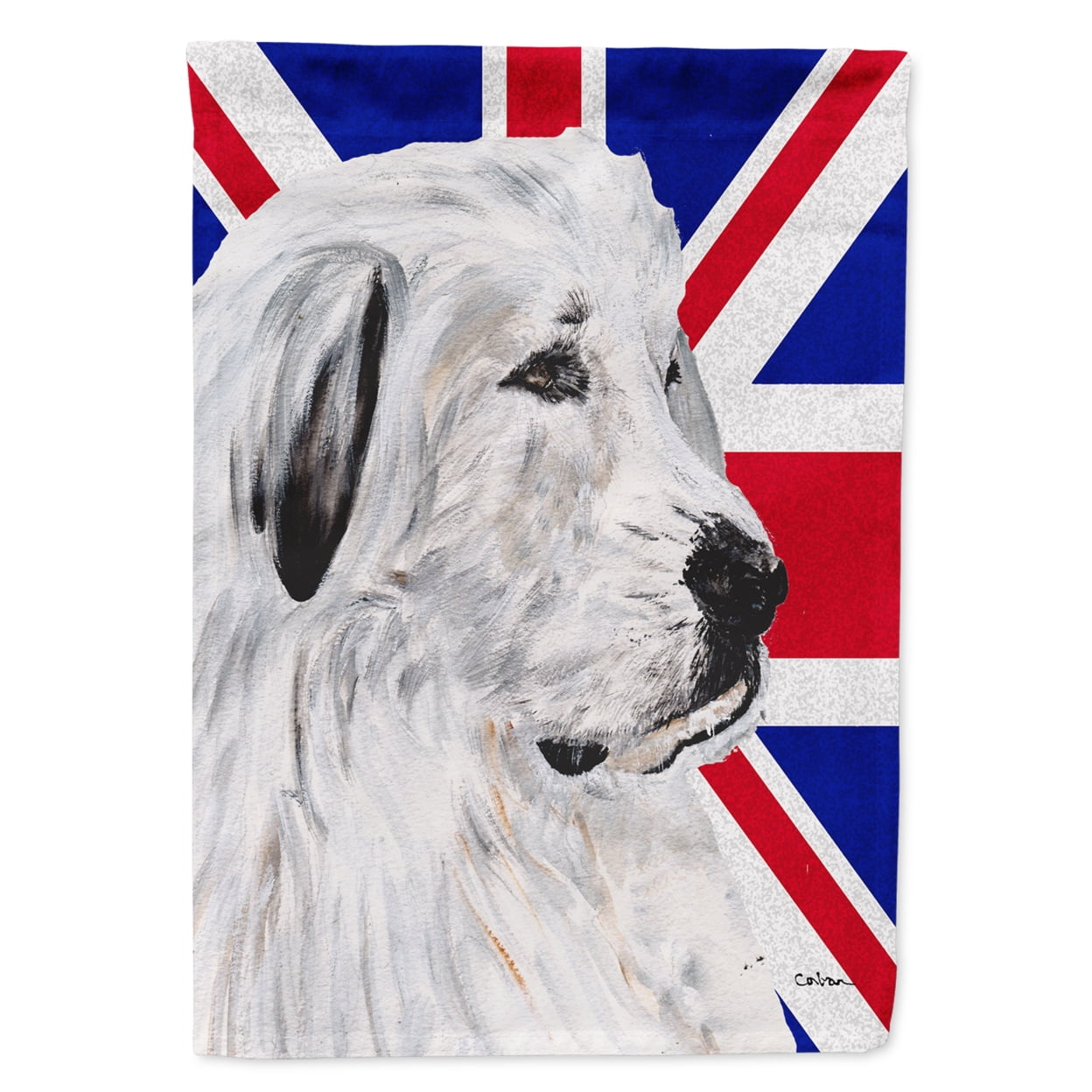 Great Pyrenees with English Union Jack British Flag House Flag ...