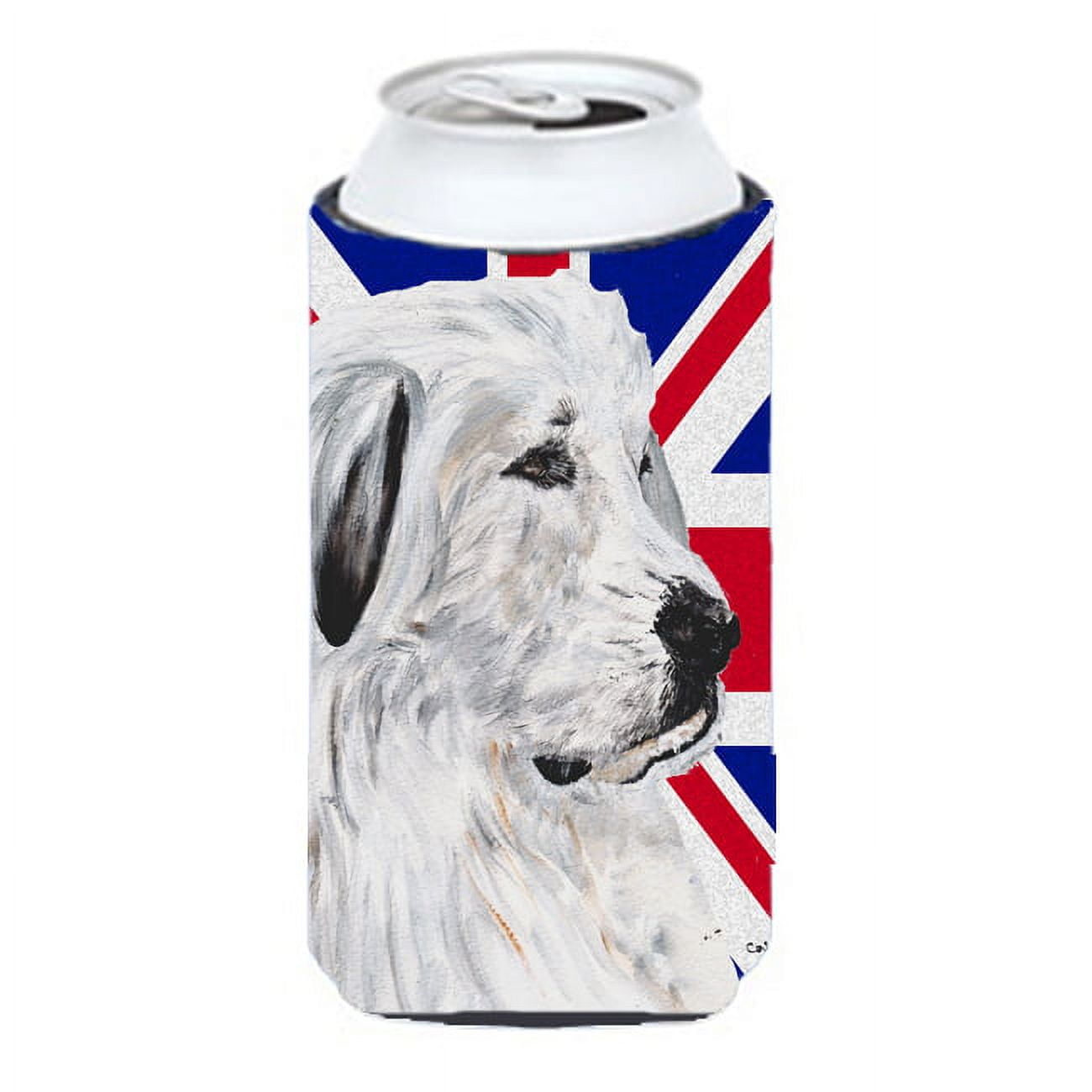 Great Pyrenees with English Union Jack British Flag Tall Boy Hugger ...