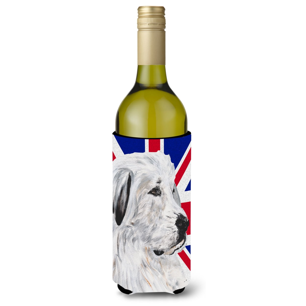 Great Pyrenees with English Union Jack British Flag Wine Bottle Hugger ...