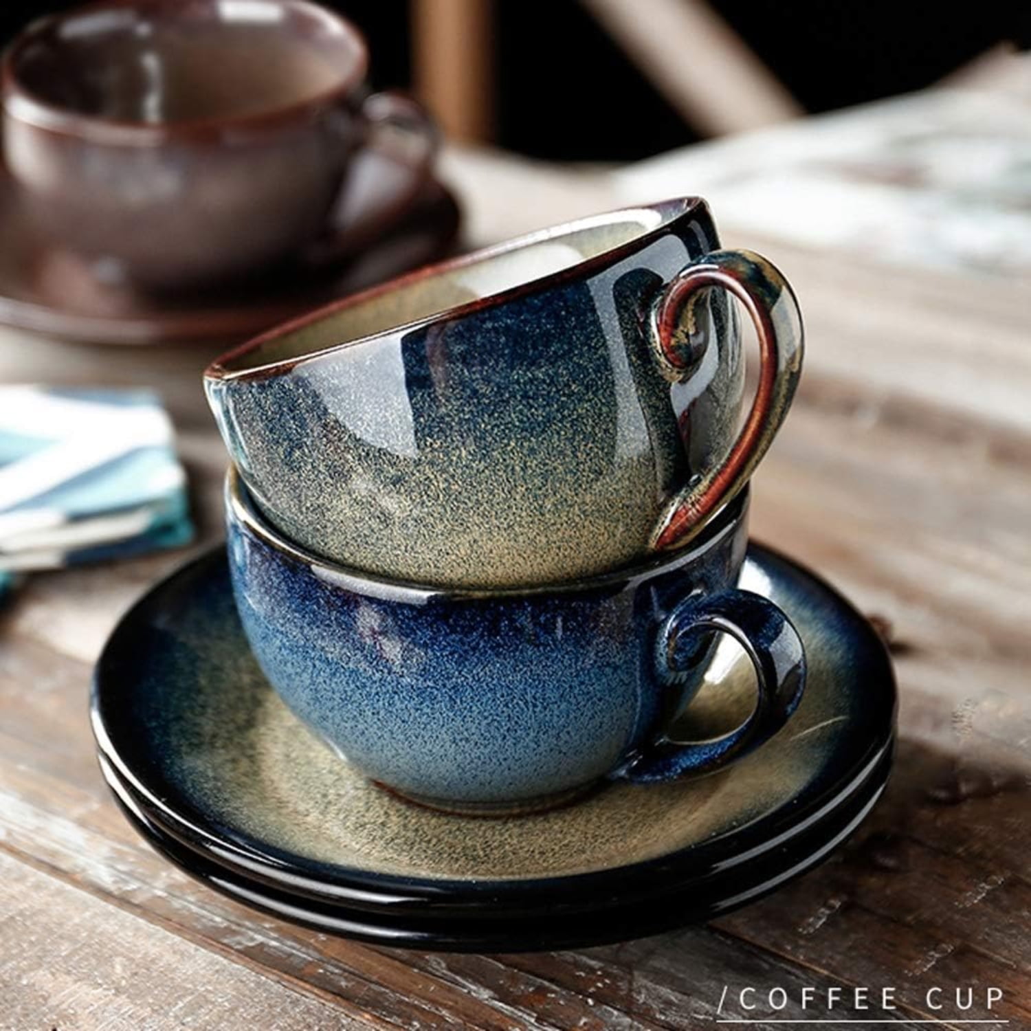 Great Quality Color D 8.45Oz Trophy Ceramic Coffee Cup and Saucer Set ...