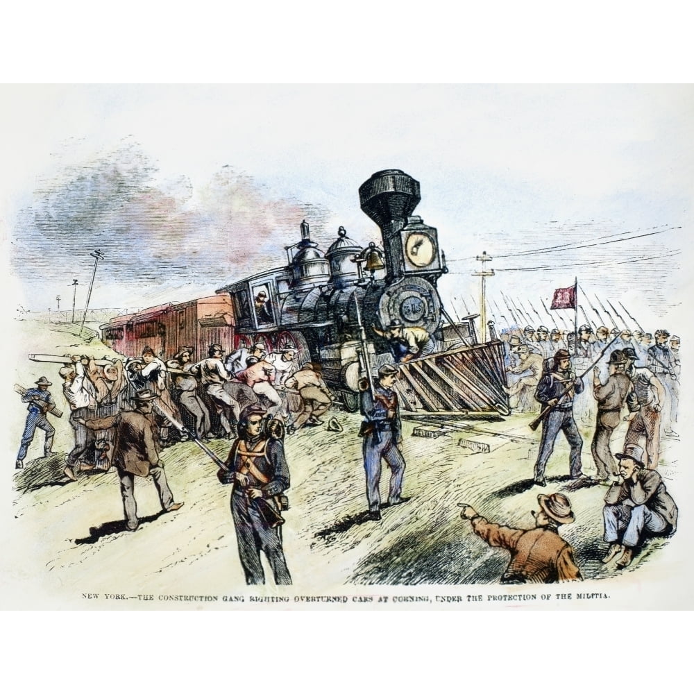 Great Railroad Strike 1877. Nconstruction Gang Righting Overturned Cars ...