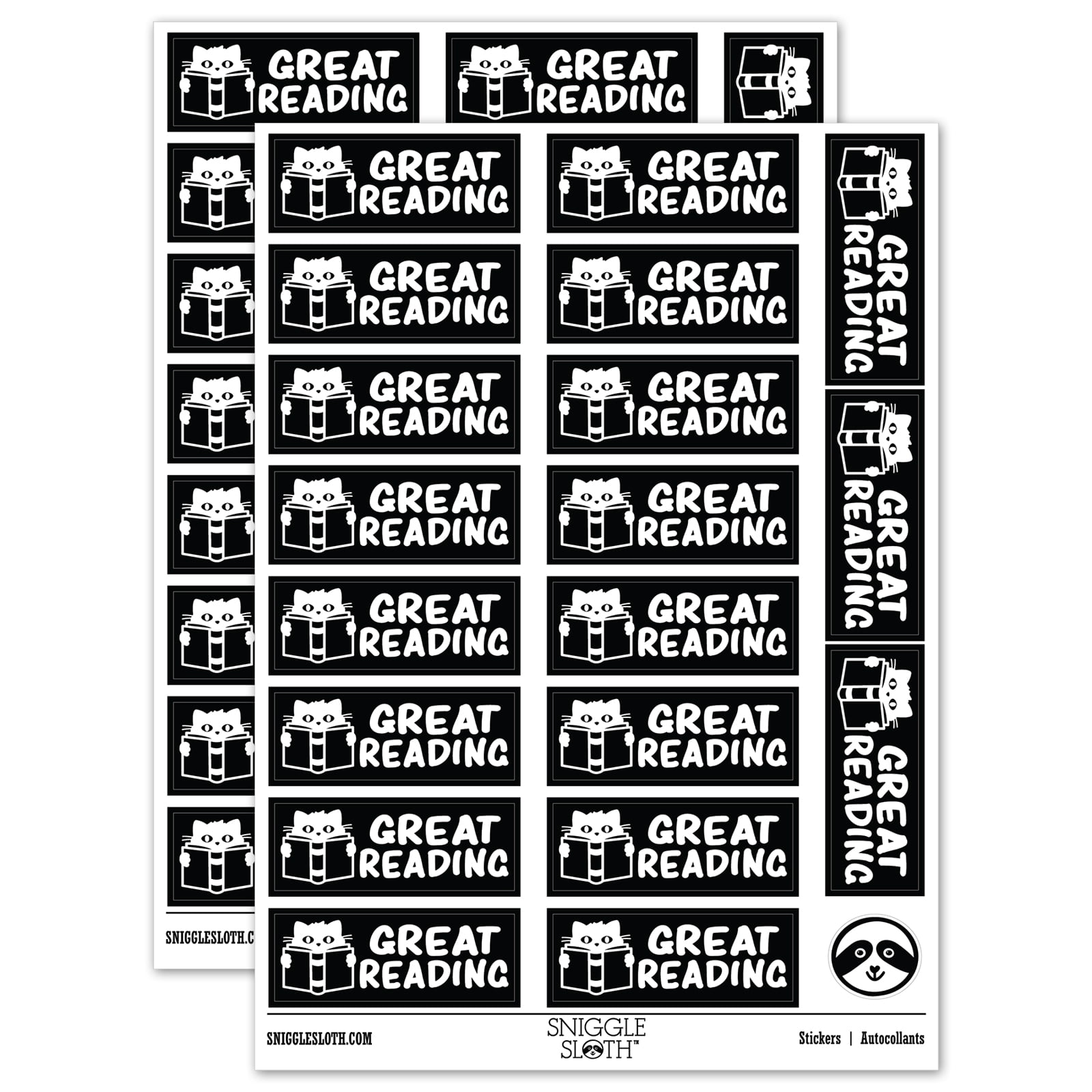 Great Reading Cat with Book Teacher Student School Sticker Set - Black ...