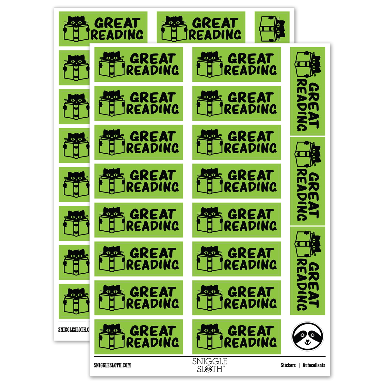 Great Reading Cat with Book Teacher Student School Sticker Set - Light ...
