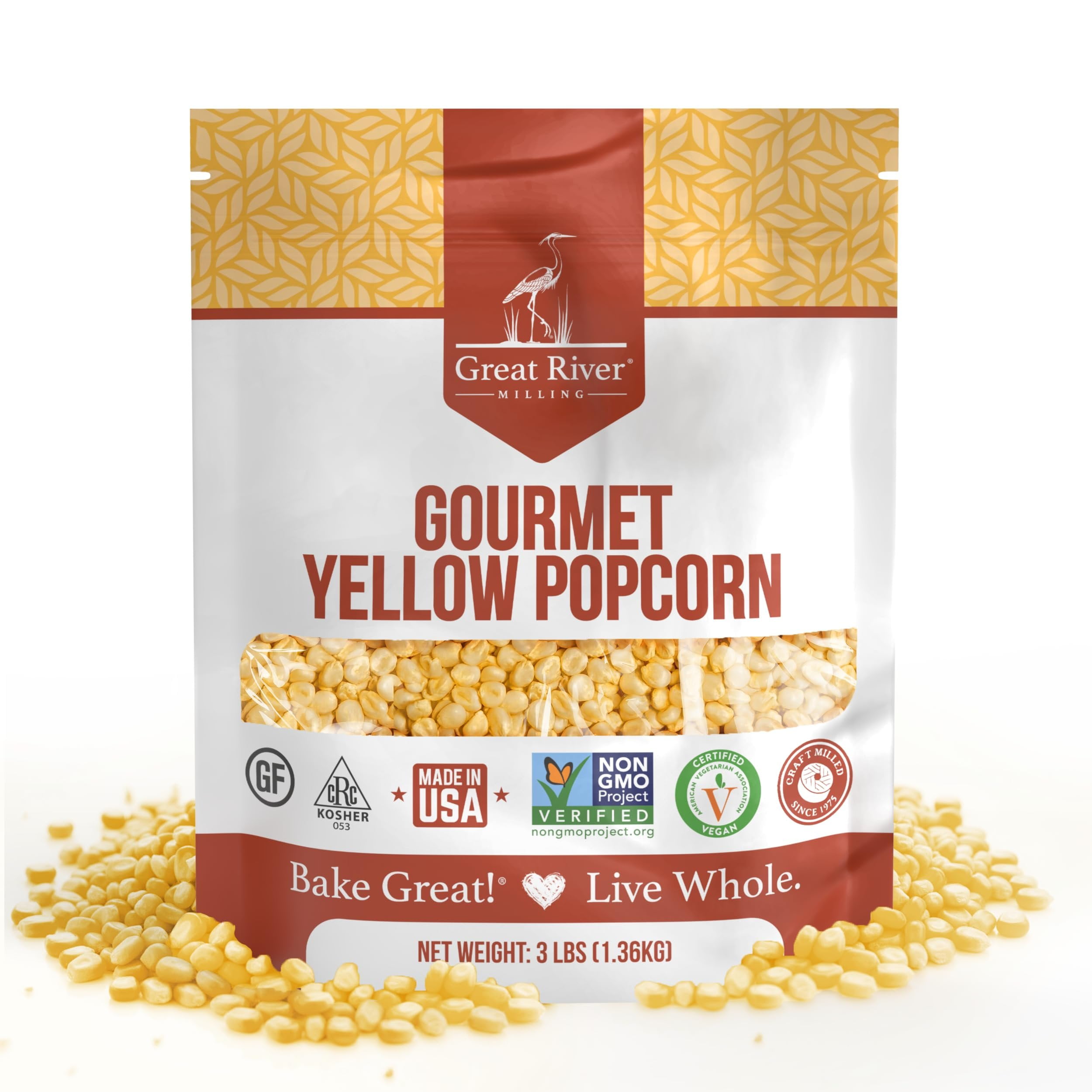 Great River Milling Gourmet Yellow Popcorn Kernels Non-GMO Premium ...