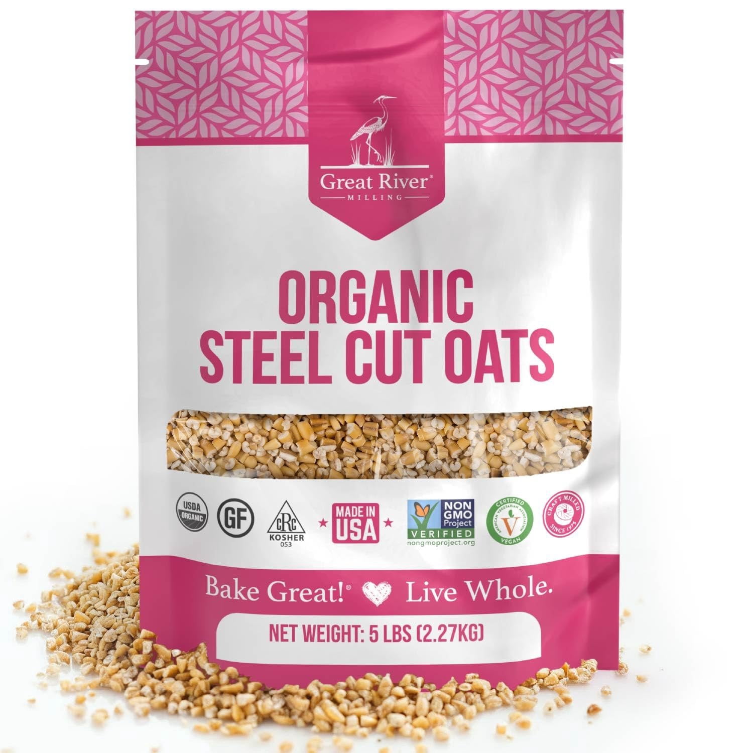 Great River Milling Organic Steel Cut Oats Whole Grain, Non-GMO, Kosher ...