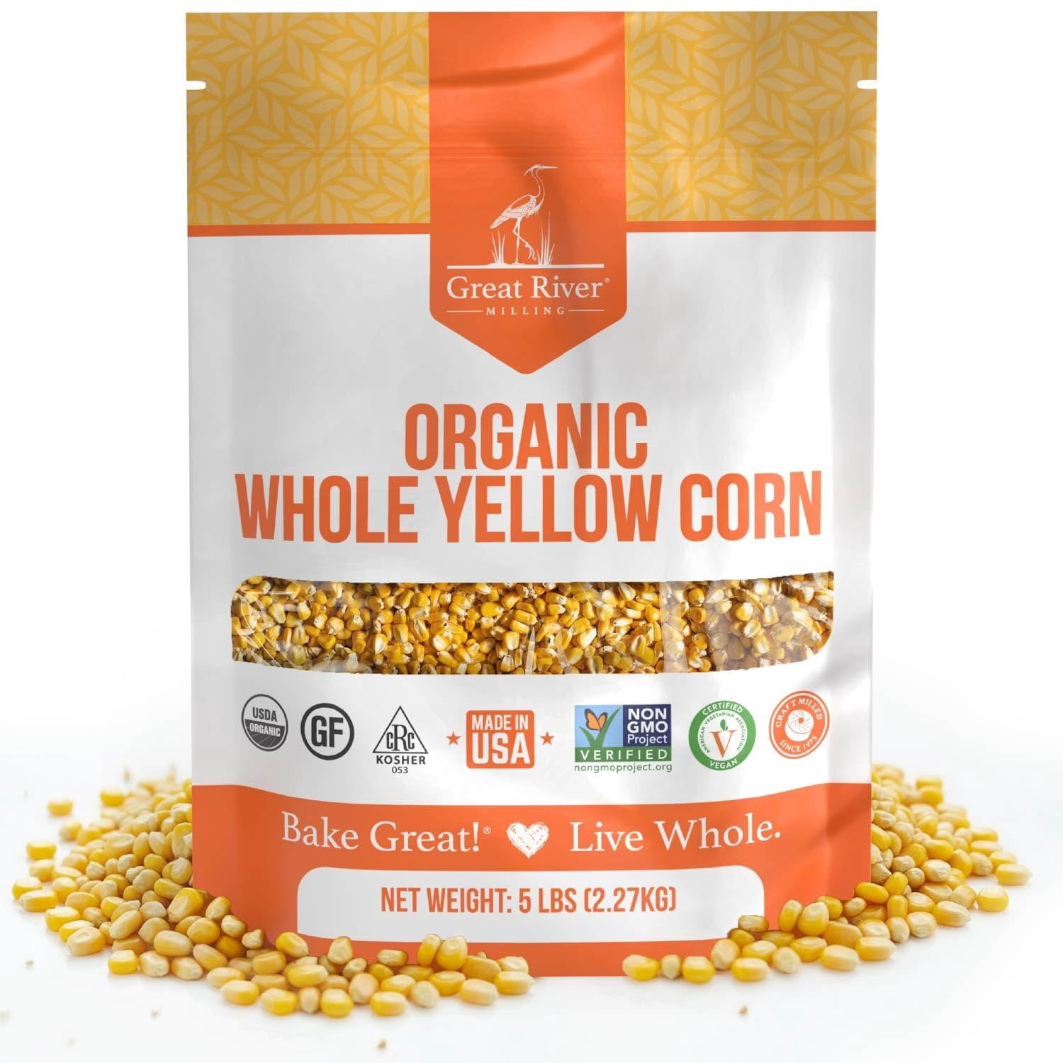 Great River Milling Organic Whole Corn Whole Grain Yellow Corn for ...