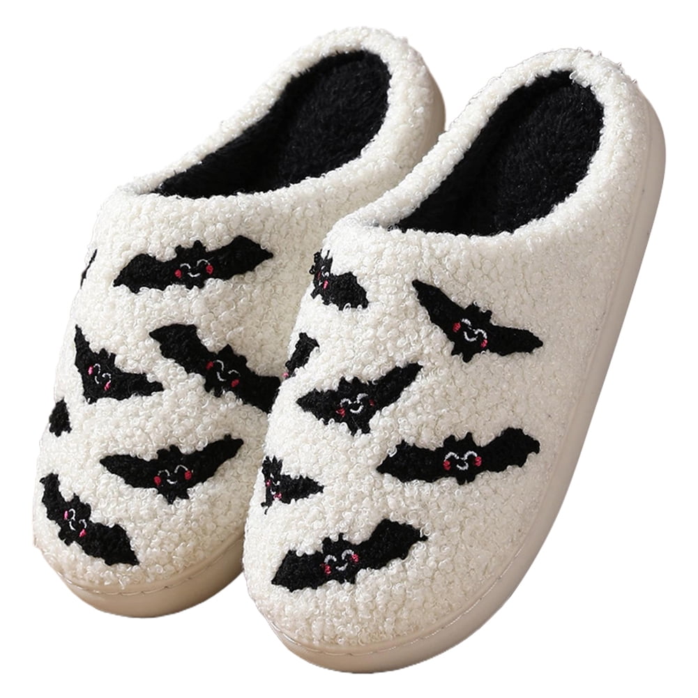 Great Sale! Halloween Bat/pirate Plush Slippers Warm Slip-on House ...
