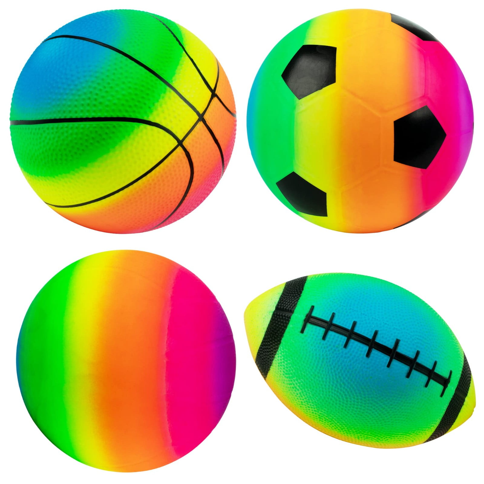 Great Sale Rainbow Sports Pack of 4 1 Each of 8.5" Football Basketball ...