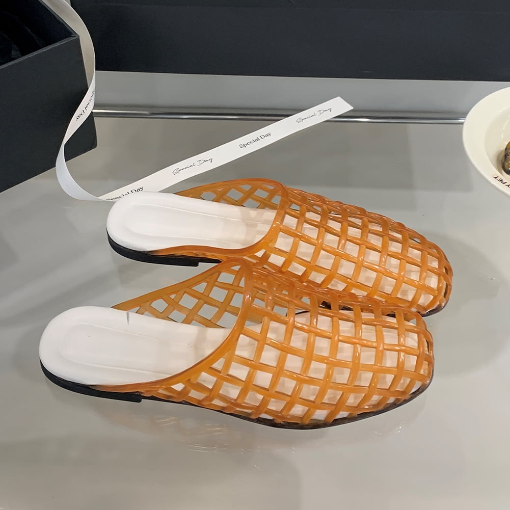 Great Sale! Yiaieng Breathable Clear Hollow Shoes, Women Jelly Flats ...