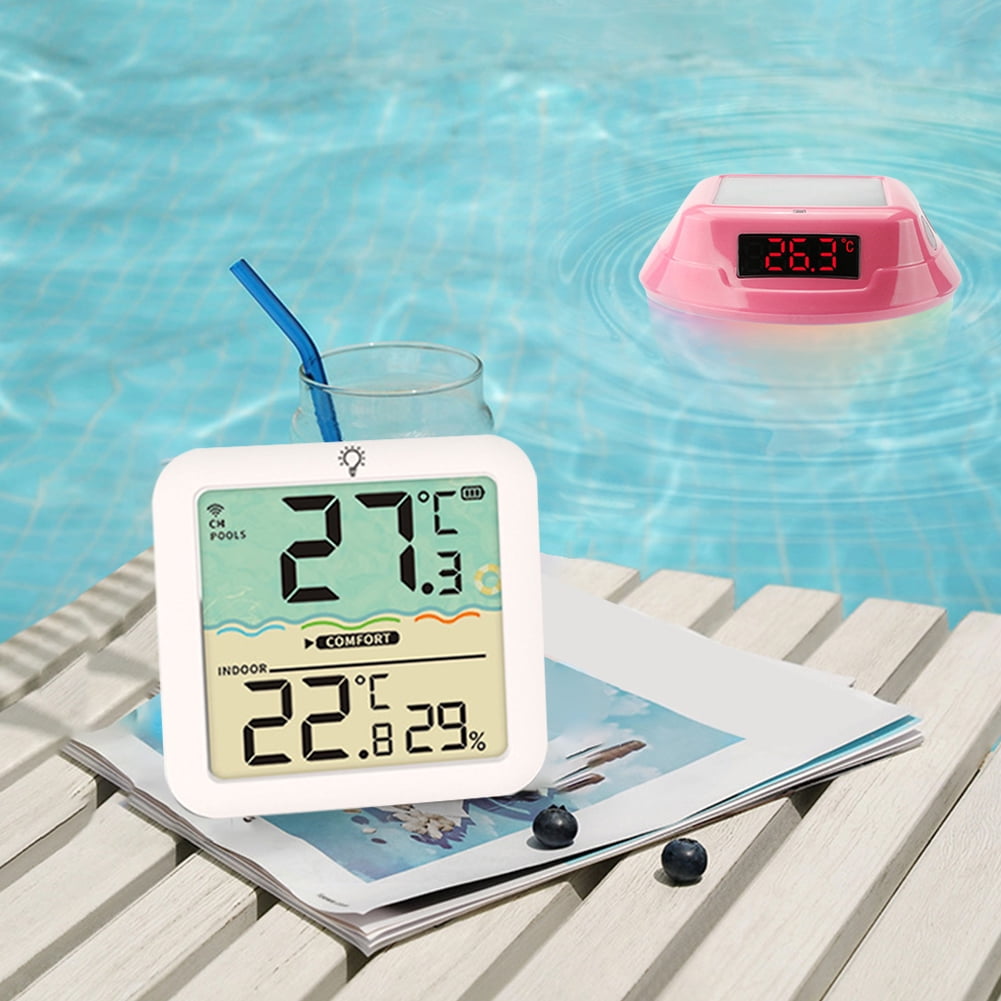 Great Sale! Yiaieng Solar Floating Pool Thermometer with Timing Rgb ...