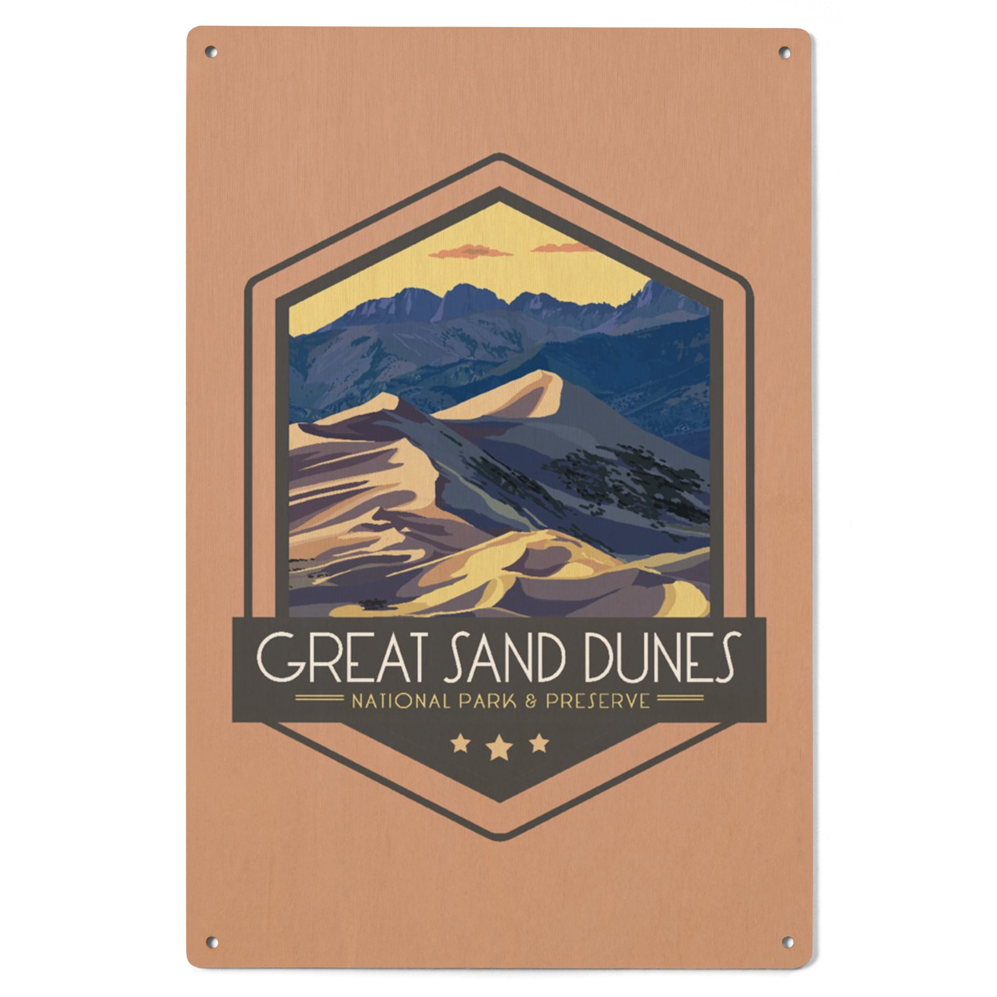 Great Sand Dunes National Park, Colorado, Contour Birch Wood Wall Sign ...
