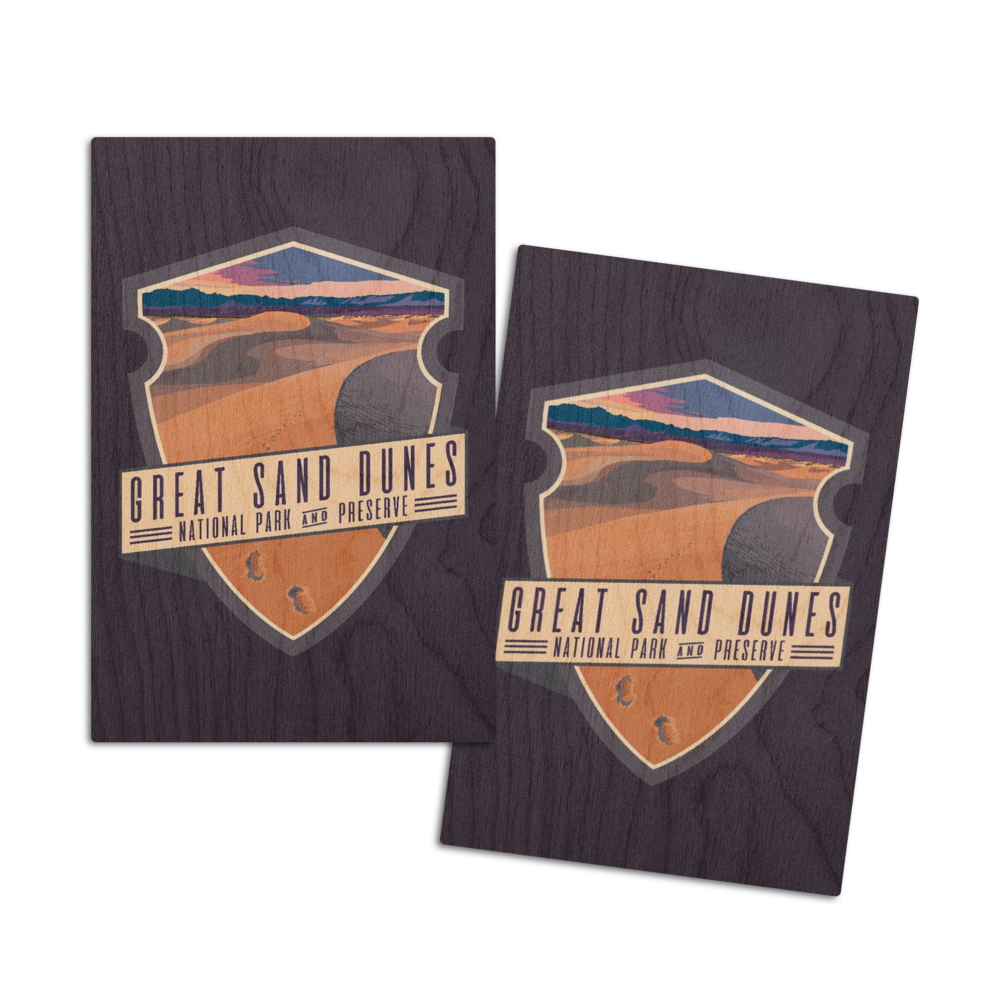 Great Sand Dunes National Park and Preserve, Colorado, Dunes and Footprints, Contour (4x6 Birch ...