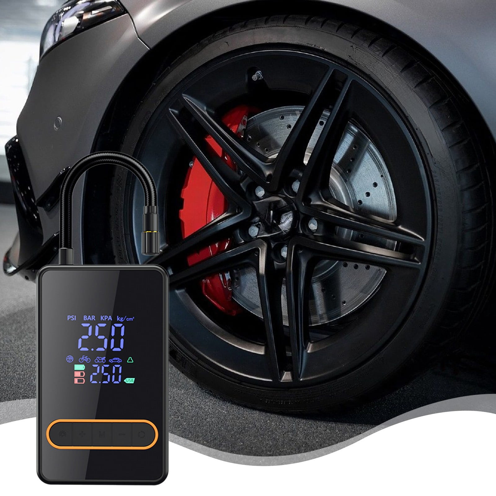 Great Savings,Portable Wireless Car Tire Pump,Digital Display Intelligent Tire Inflator with ...