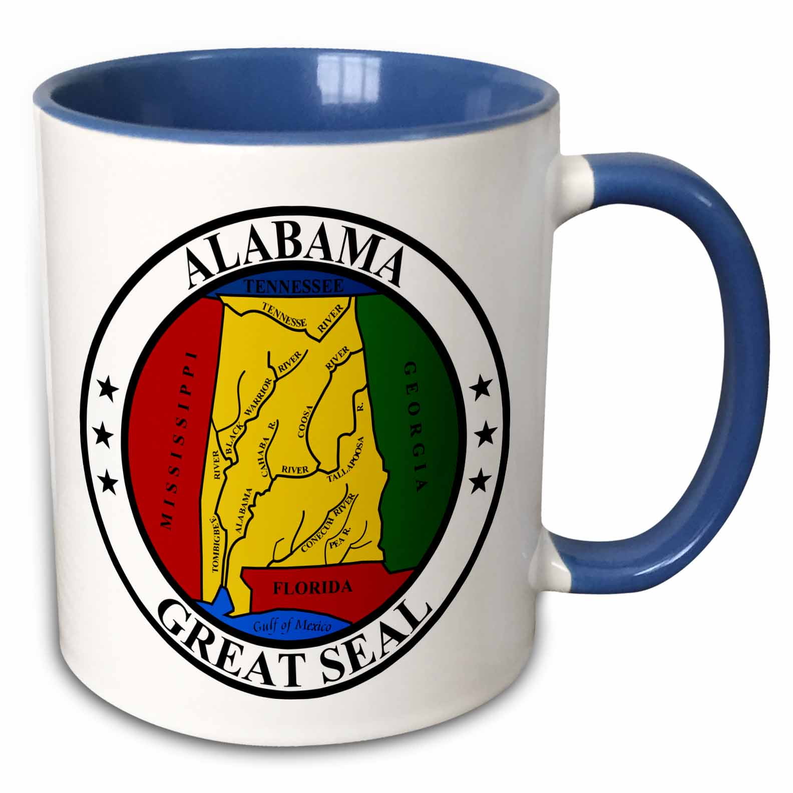 3drose, Great Seal of Alabama (pd-us), 15oz Two-tone Blue Mug - Walmart.com