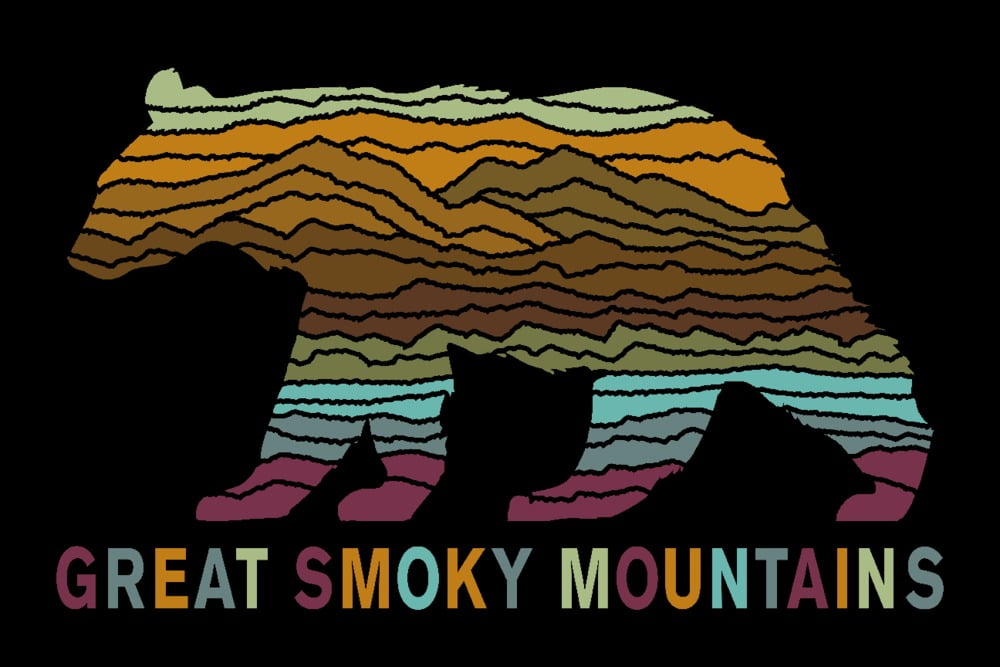 Great Smoky Mountains, Black Bear, Abstract Mountain Scene (24x36 ...