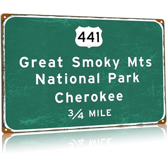 Great Smoky Mountains National Park Metal Tin Sign Cherokee Interstate ...