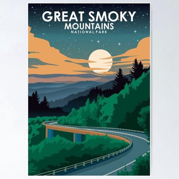 Great Smoky Mountains National Park Vintage Minimal Travel Poster At ...