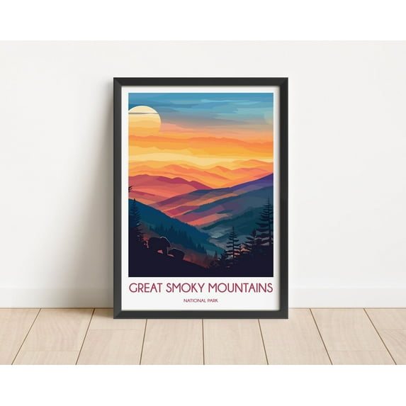 Great Smoky Mountains Poster Scenic Forest Landscape Wall Art, Unframed ...