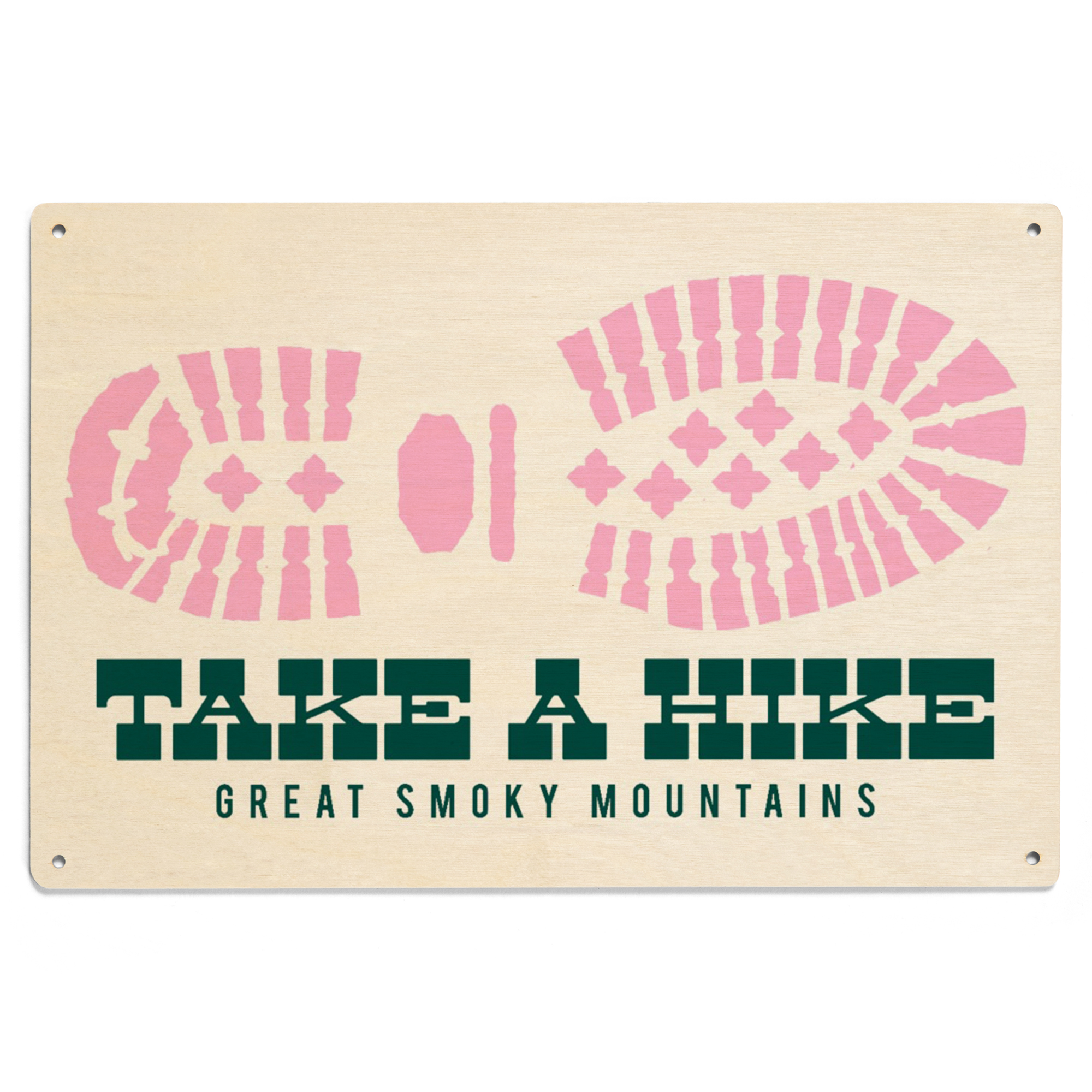 Great Smoky Mountains, Take A Hike, Bootprint Closeup Birch Wood Wall ...