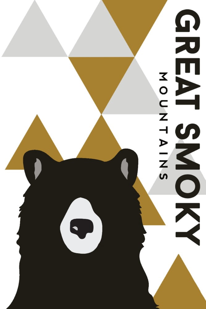 Great Smoky Mountains, Tennessee, Bear and Triangles, Yellow Vertical ...