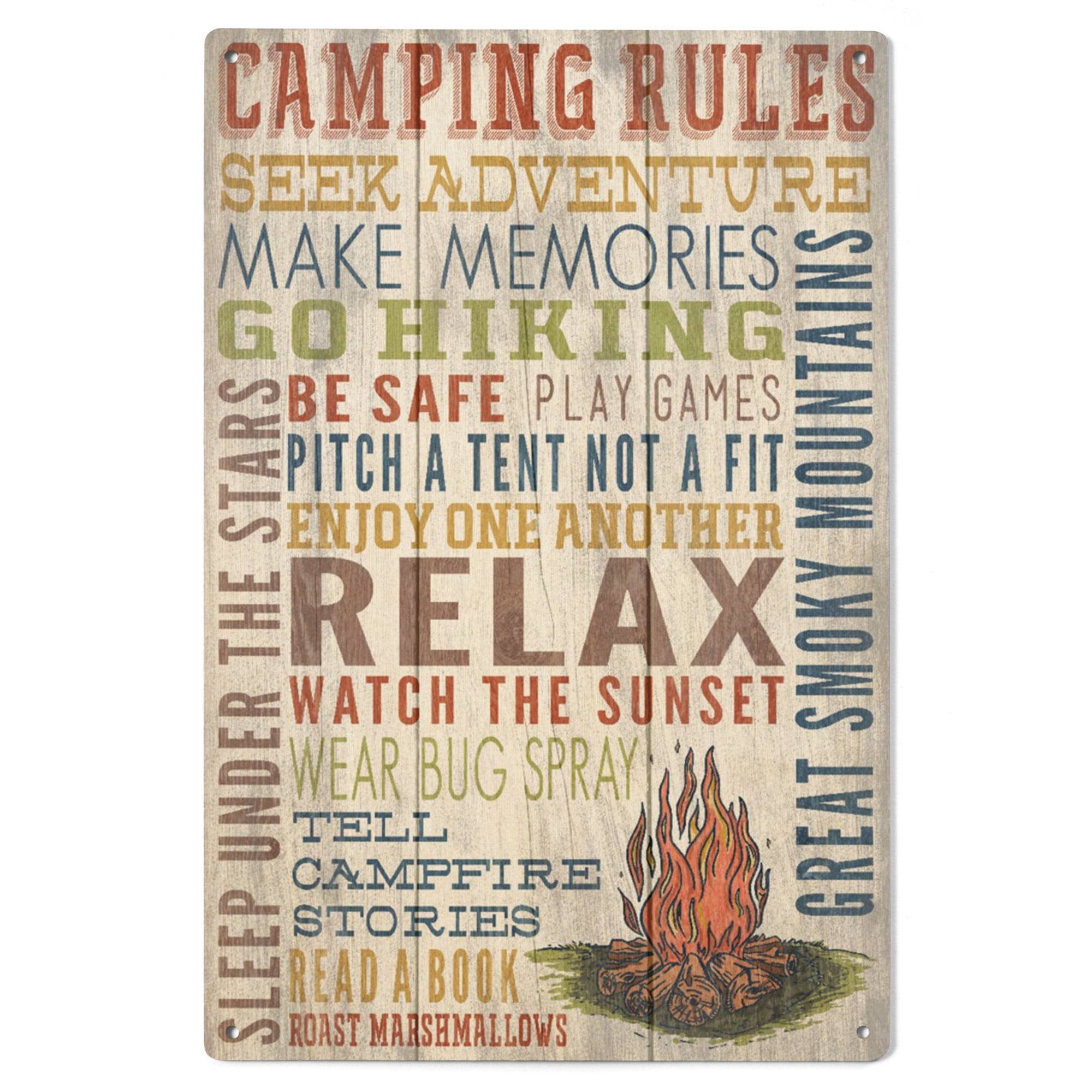 Great Smoky Mountains, Tennessee, Camping Rules, Rustic Birch Wood Wall ...