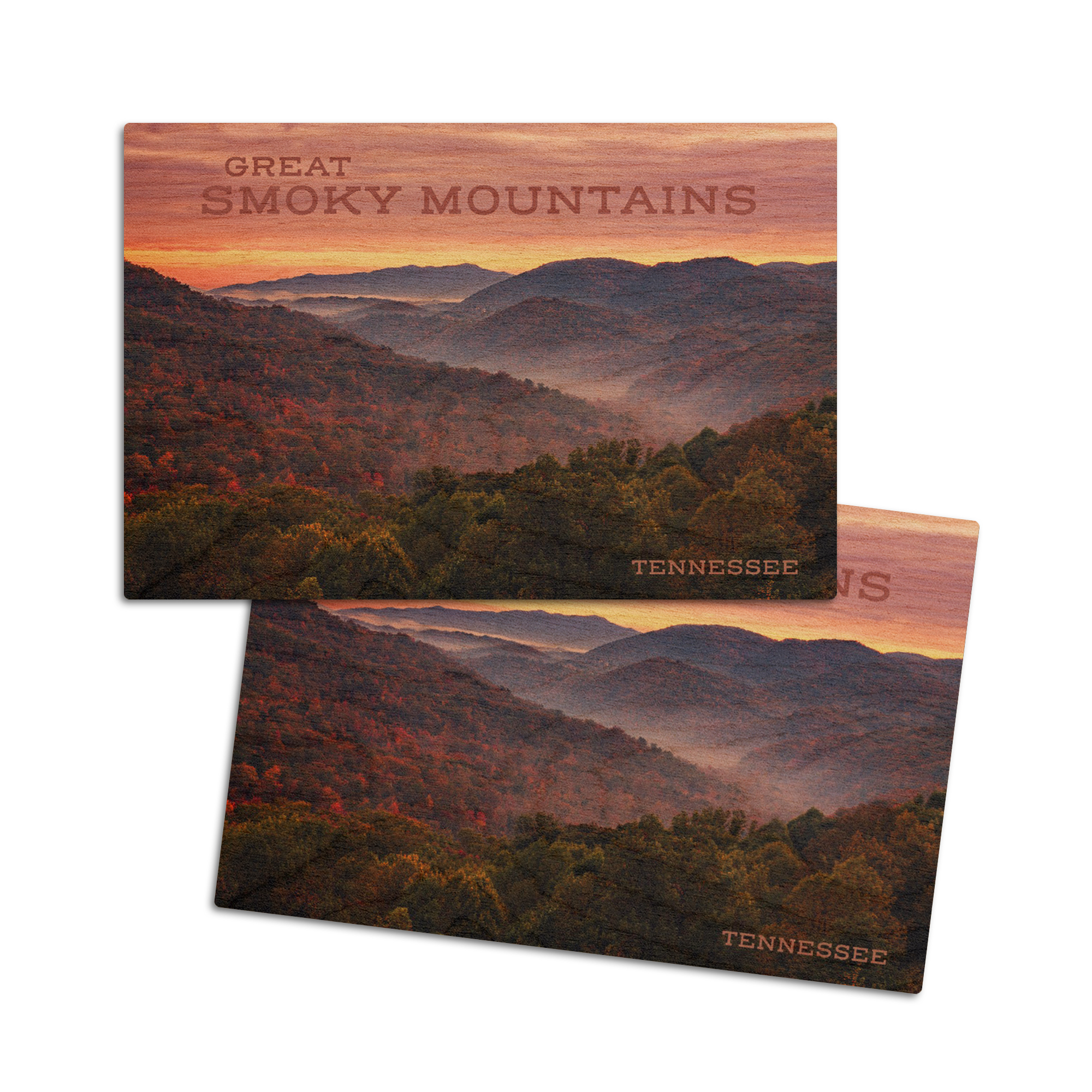 Great Smoky Mountains, Tennessee, Photography, Sunset (4x6 Birch Wood ...