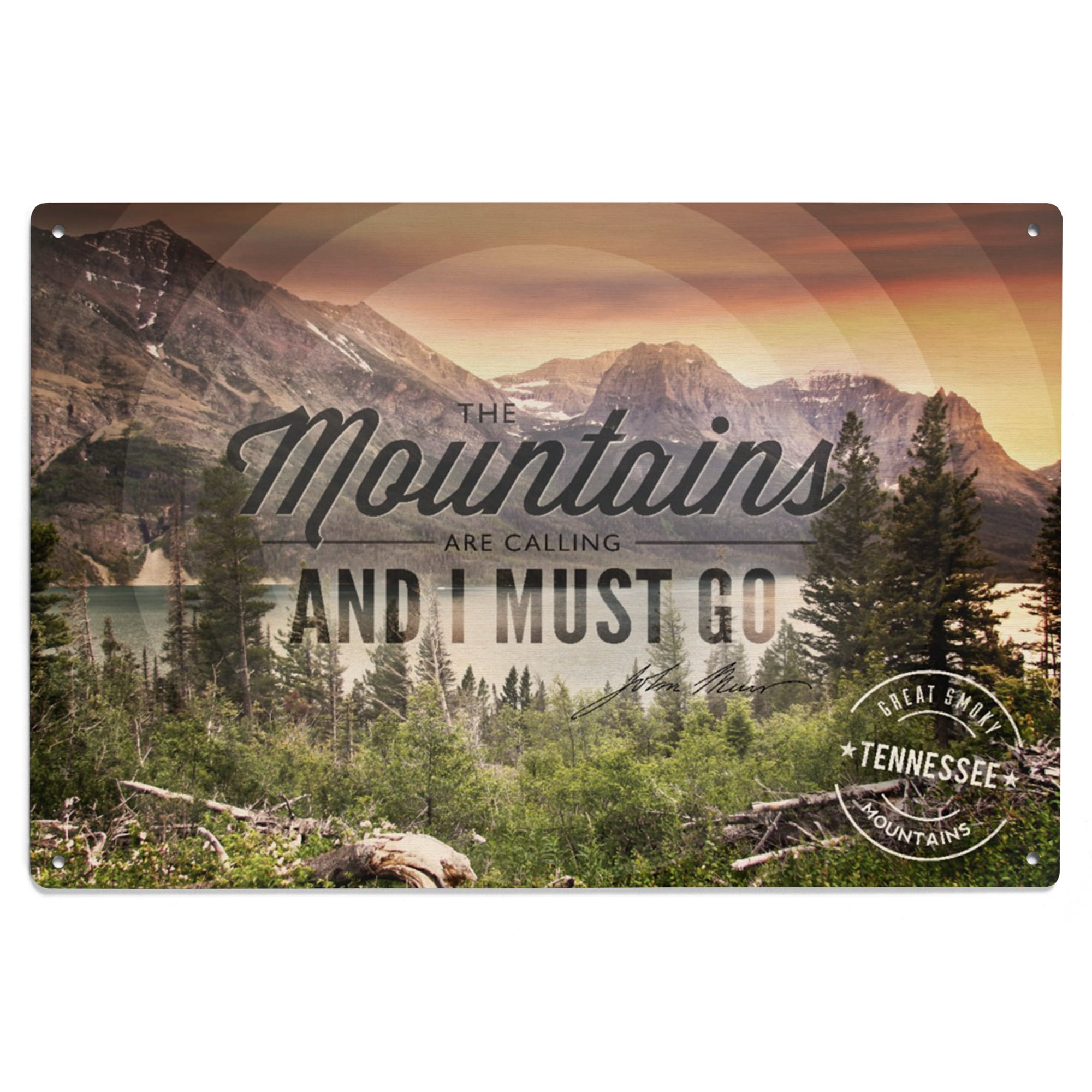 Great Smoky Mountains, The Mountain are Calling Birch Wood Wall Sign ...