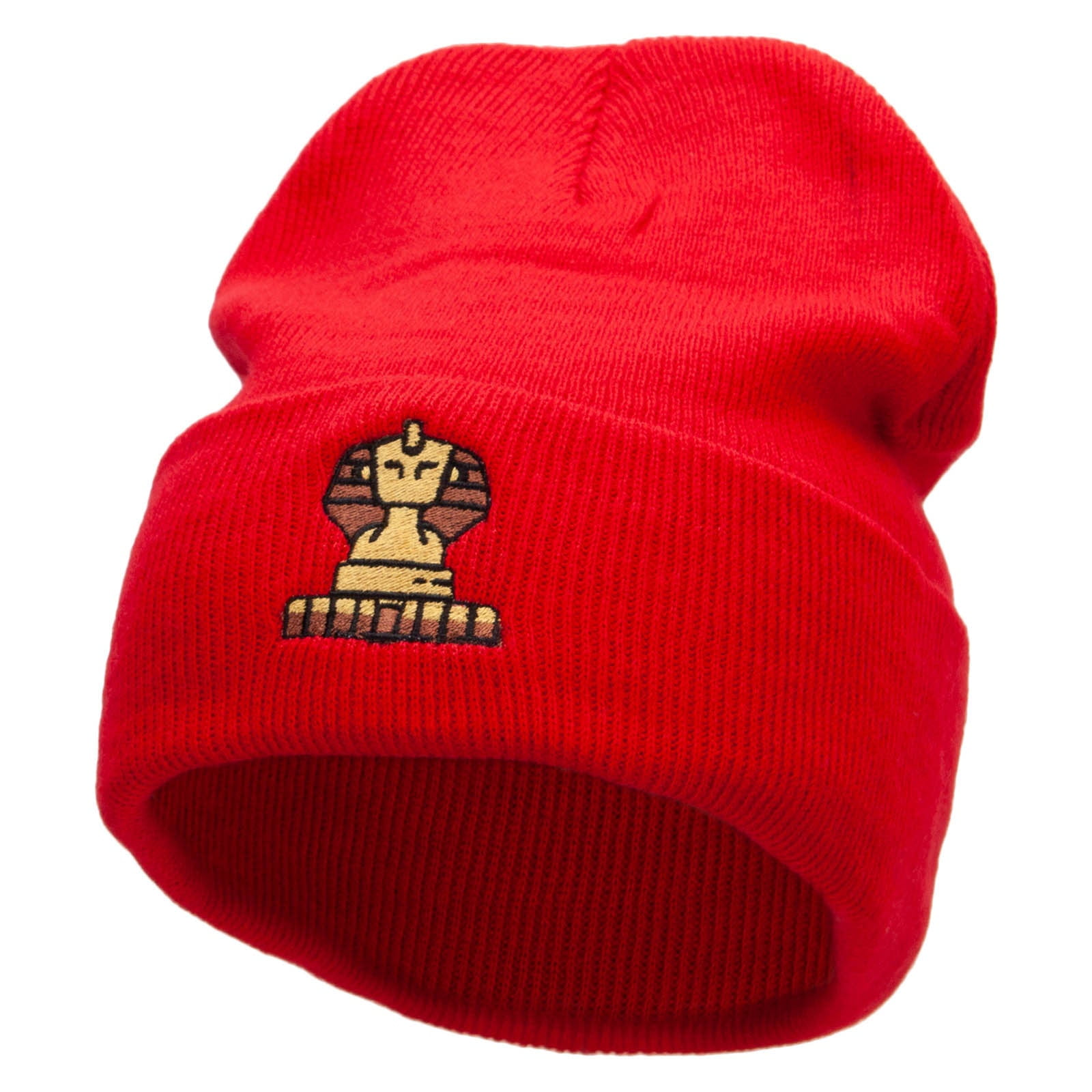 Great Sphinx Embroidered 12 Inch Long Knitted Beanie - Red OSFM ...