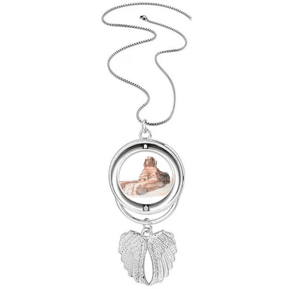 Great Sphinx of Giza in Egypt Pendant Angel Wings Rotating Necklace ...