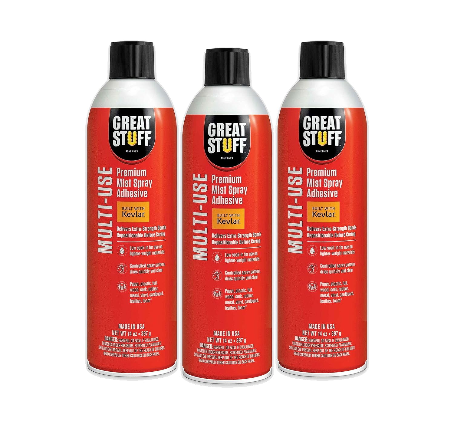 Great Stuff Multi Use Premium Spray Adhesive - 14oz - Aerosol - 3PK ...