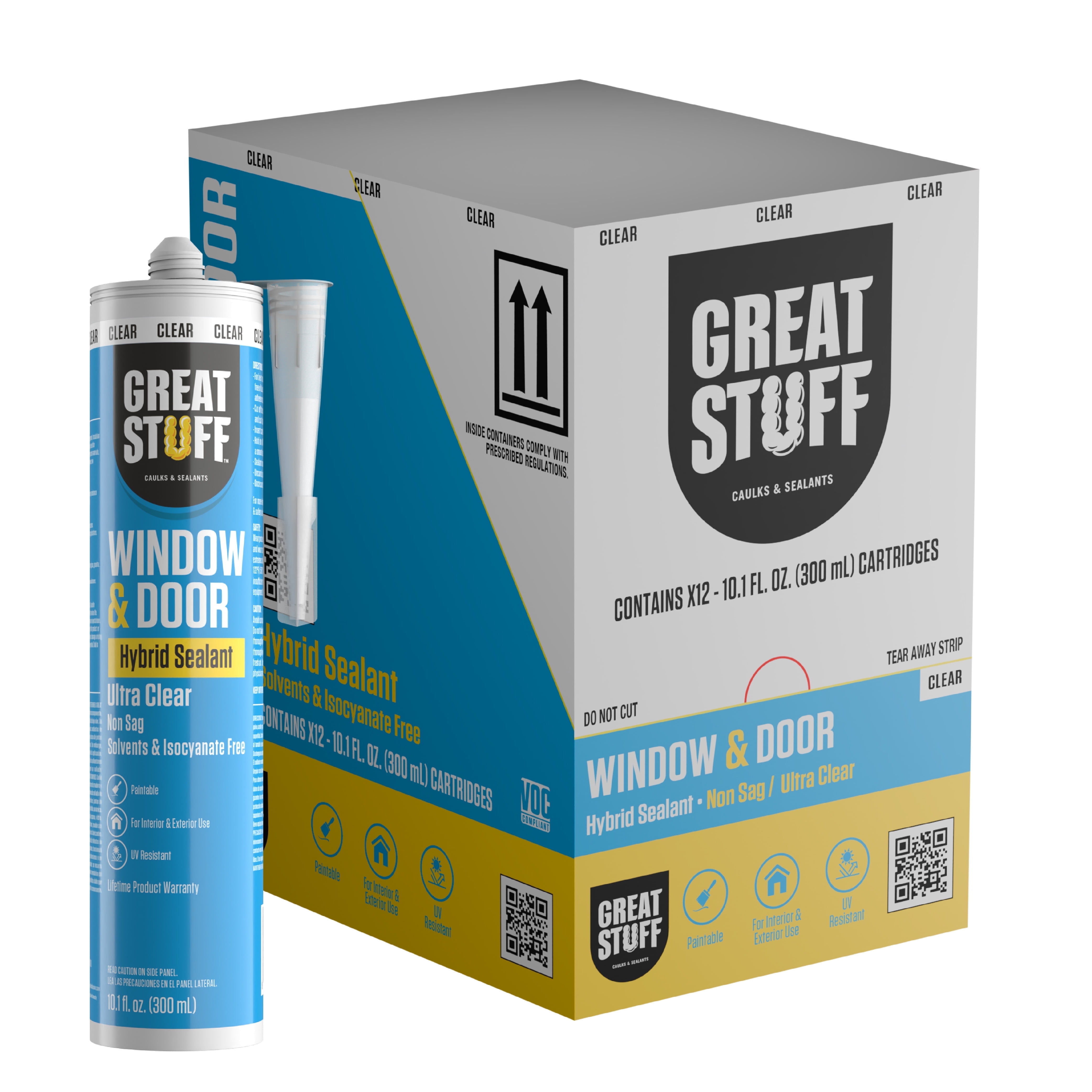 Great Stuff Window & Door Sealant Polymer Clear Caulk 10.1 fl. oz ...