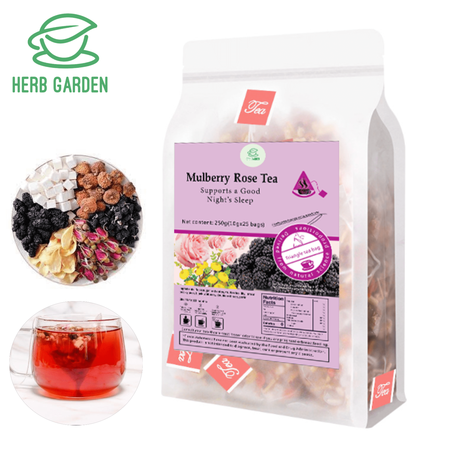 Great Taste Mulberry Rose Tea Natural Dried Flower & Fruit tea Vitamin ...