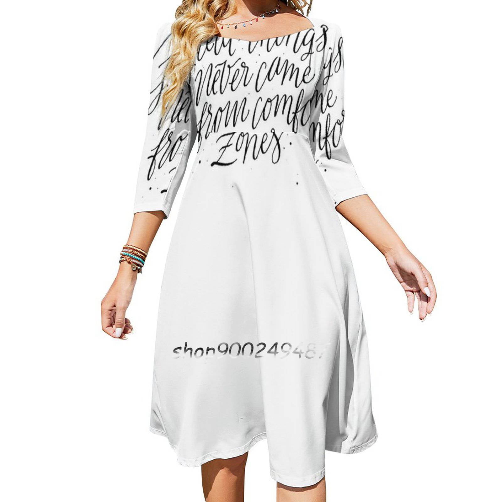 Great Things Never Came From Comfort Zs Flare Dress Square Neck Dress ...