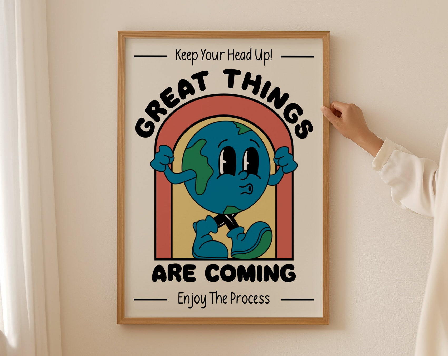 Great Things Retro Cartoon Mascot Print Affirmations Vintage Poster ...