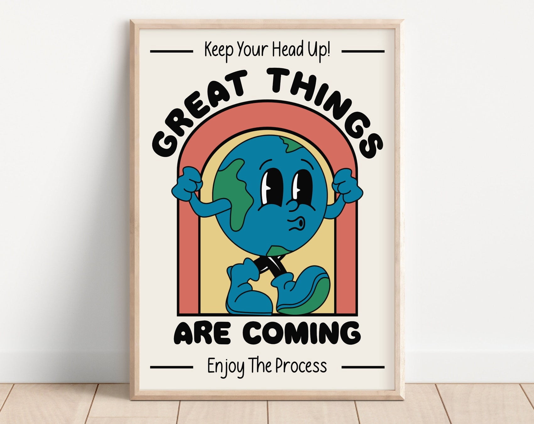 Great Things Retro Cartoon Mascot Print | Affirmations Vintage Poster ...