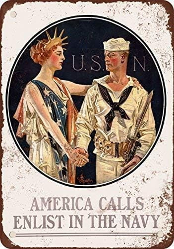 Great Tin Sign 1917 Enlist In The U.S. Navy Vintage Look Aluminum Metal ...