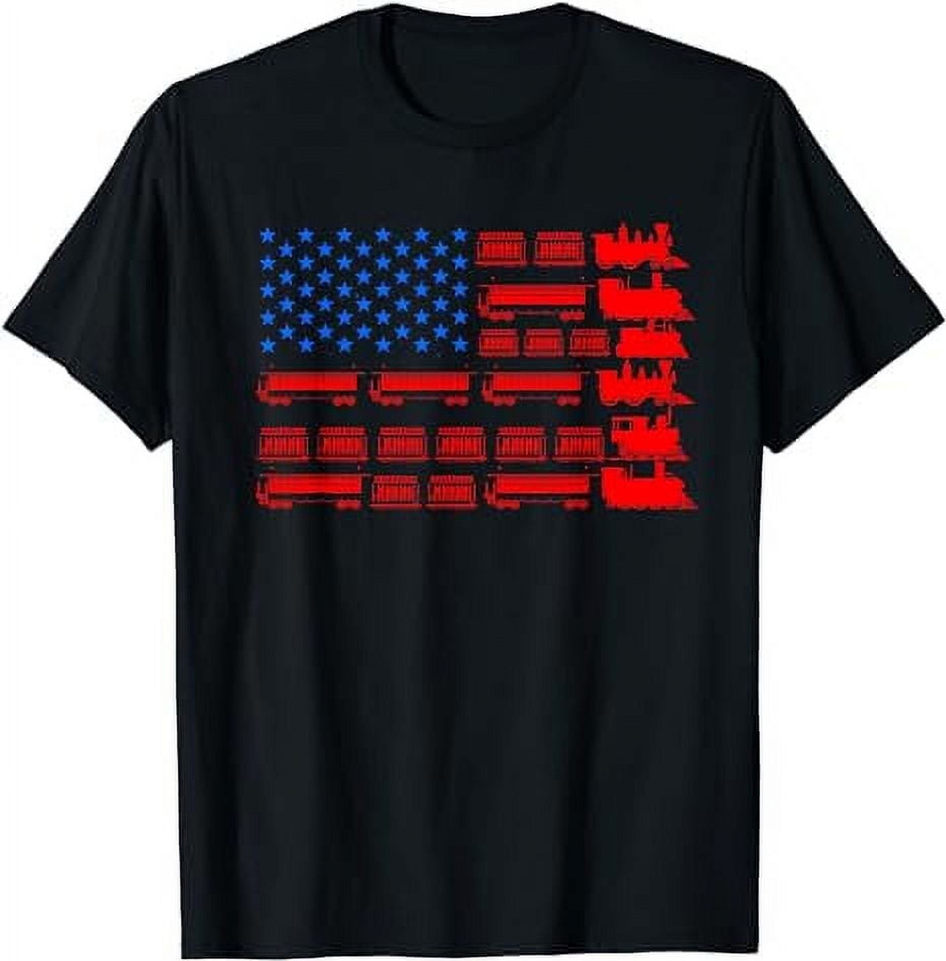 Great Train Lover Design Model Trains United States Flag T-Shirt ...