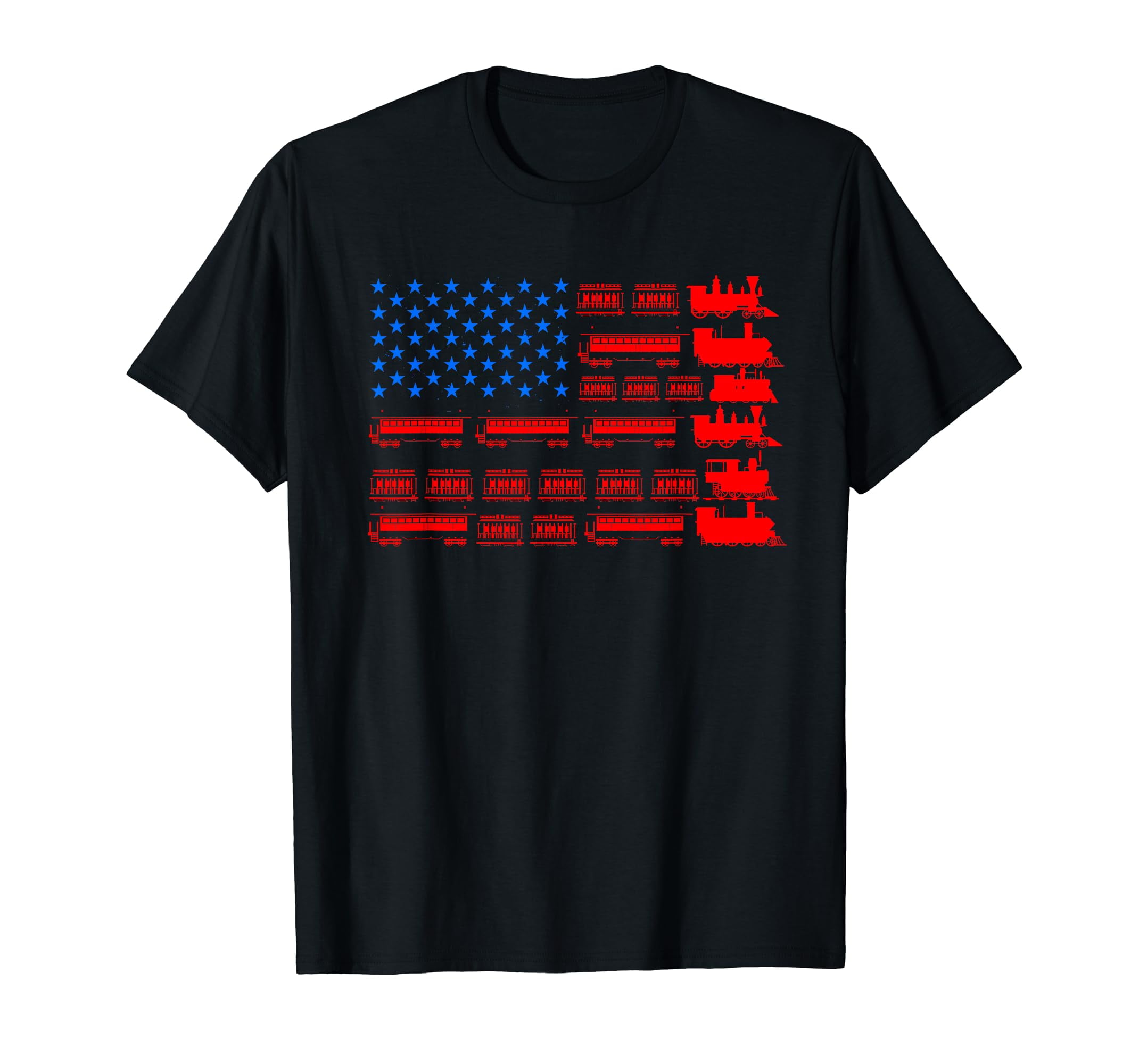 Great Train Lover Design Model Trains United States Flag T-Shirt ...