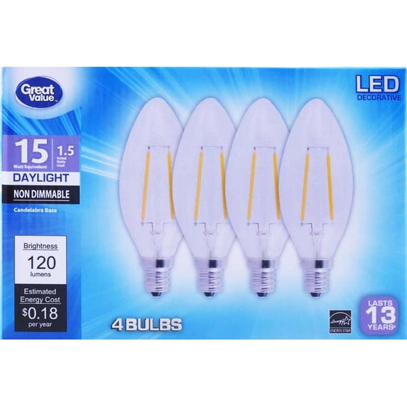 Great Value 1.5W LED Bulb, 4 count - Walmart.com