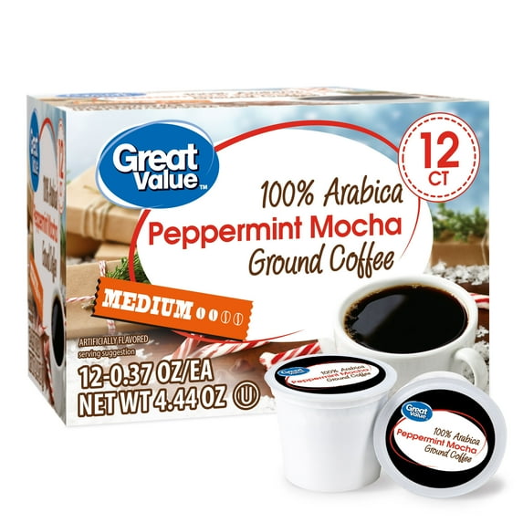 Great Value 100% Arabica Peppermint Mocha, Medium Roast, Coffee Pods ...