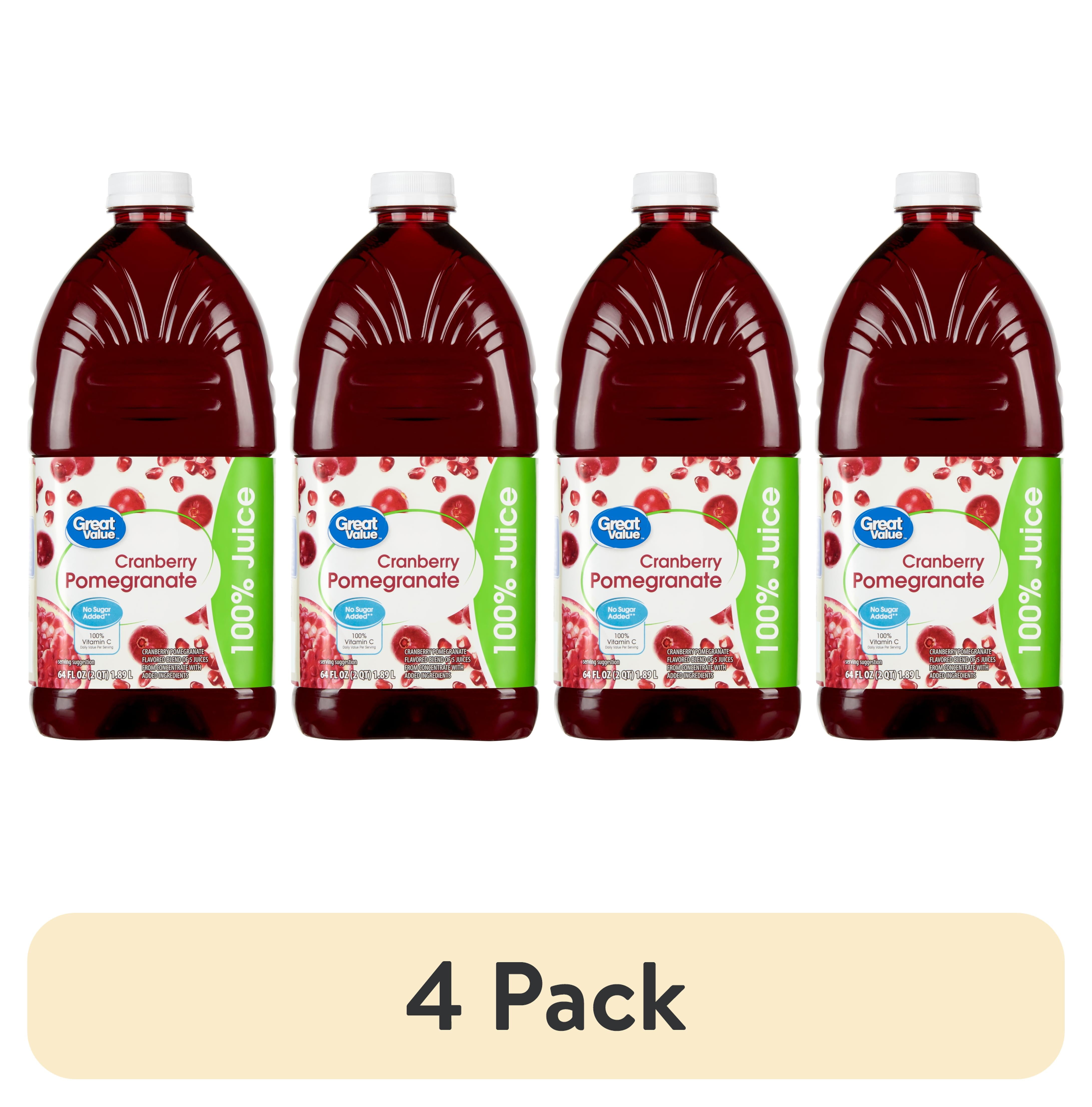 (4 pack) Great Value 100% Cranberry Pomegranate Juice, 64 fl oz ...