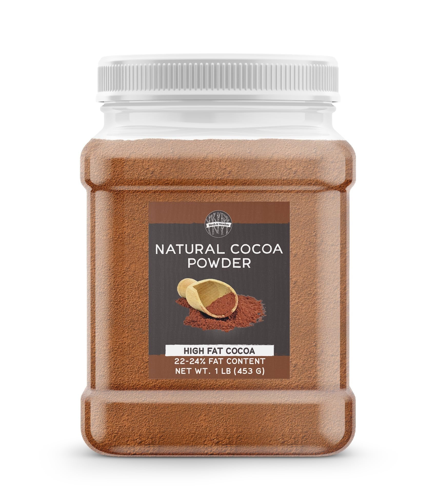 Birch & Meadow Natural High Fat Cocoa Powder, Non-Alkalized, 22/24 ...