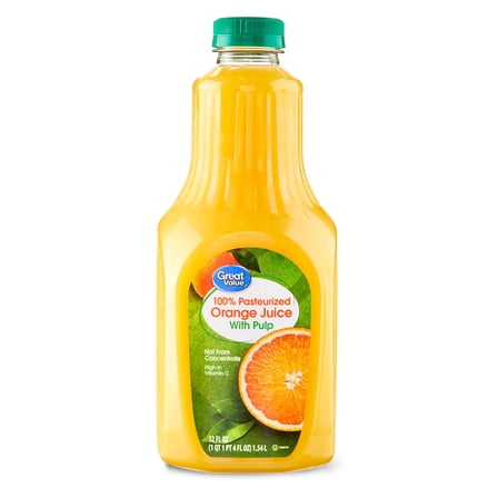 Great Value 100% Juice Orange Blend, 64 fl oz Family Size Bright Orange ...