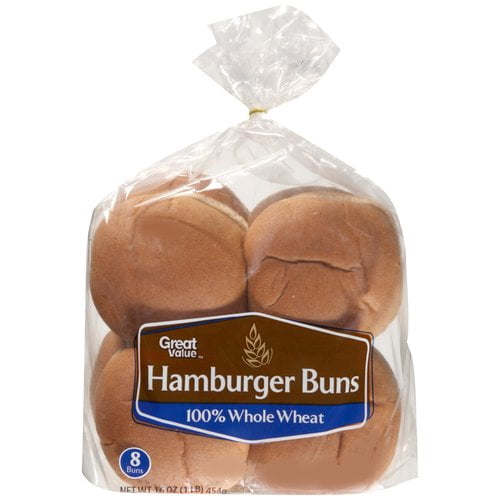 Great Value 100% Whole Wheat Hamburger Buns, 16 oz, 8 count - Walmart ...