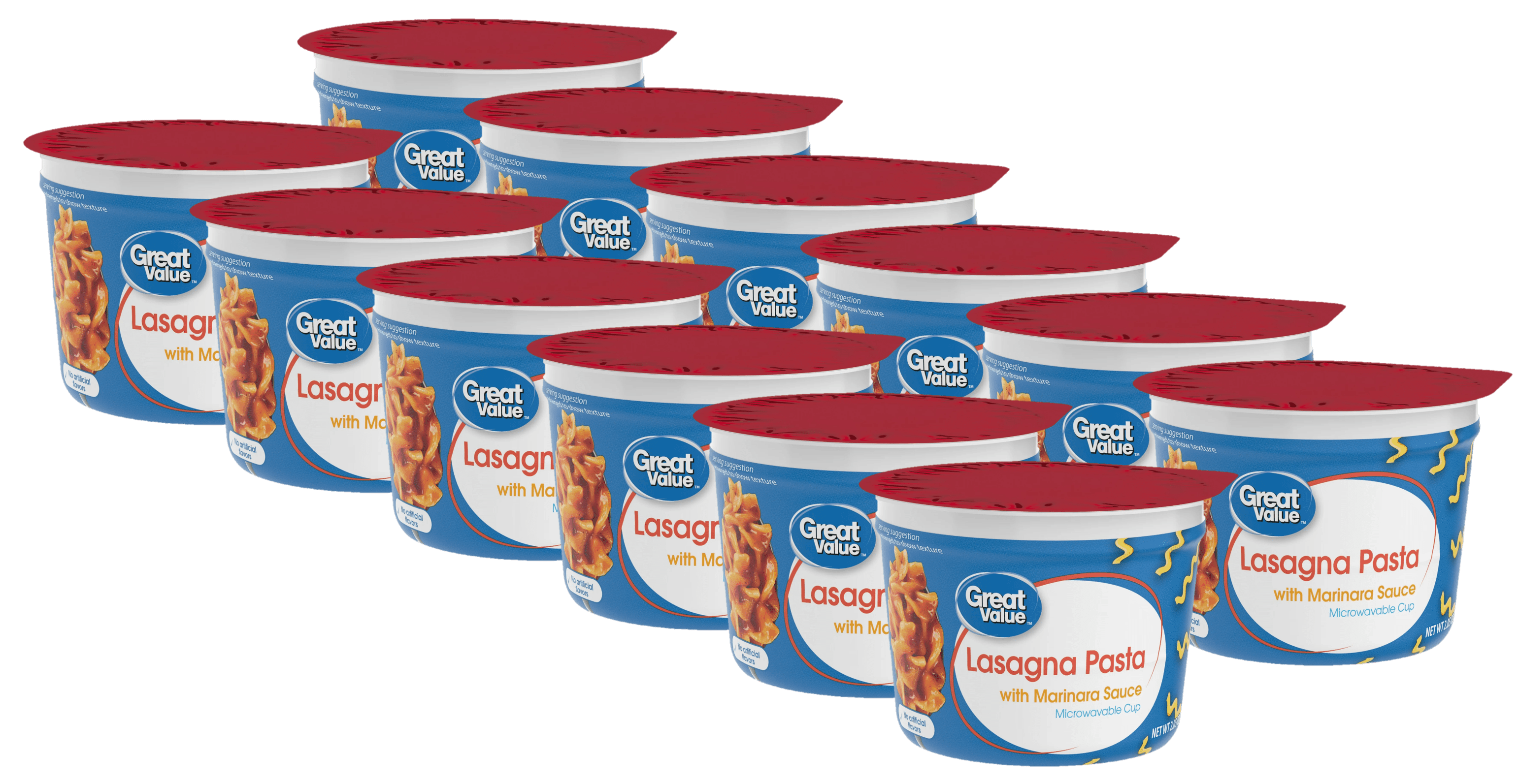 (12 pack) Great Value Microwavable Lasagna Pasta with Marinara Sauce, 2 ...