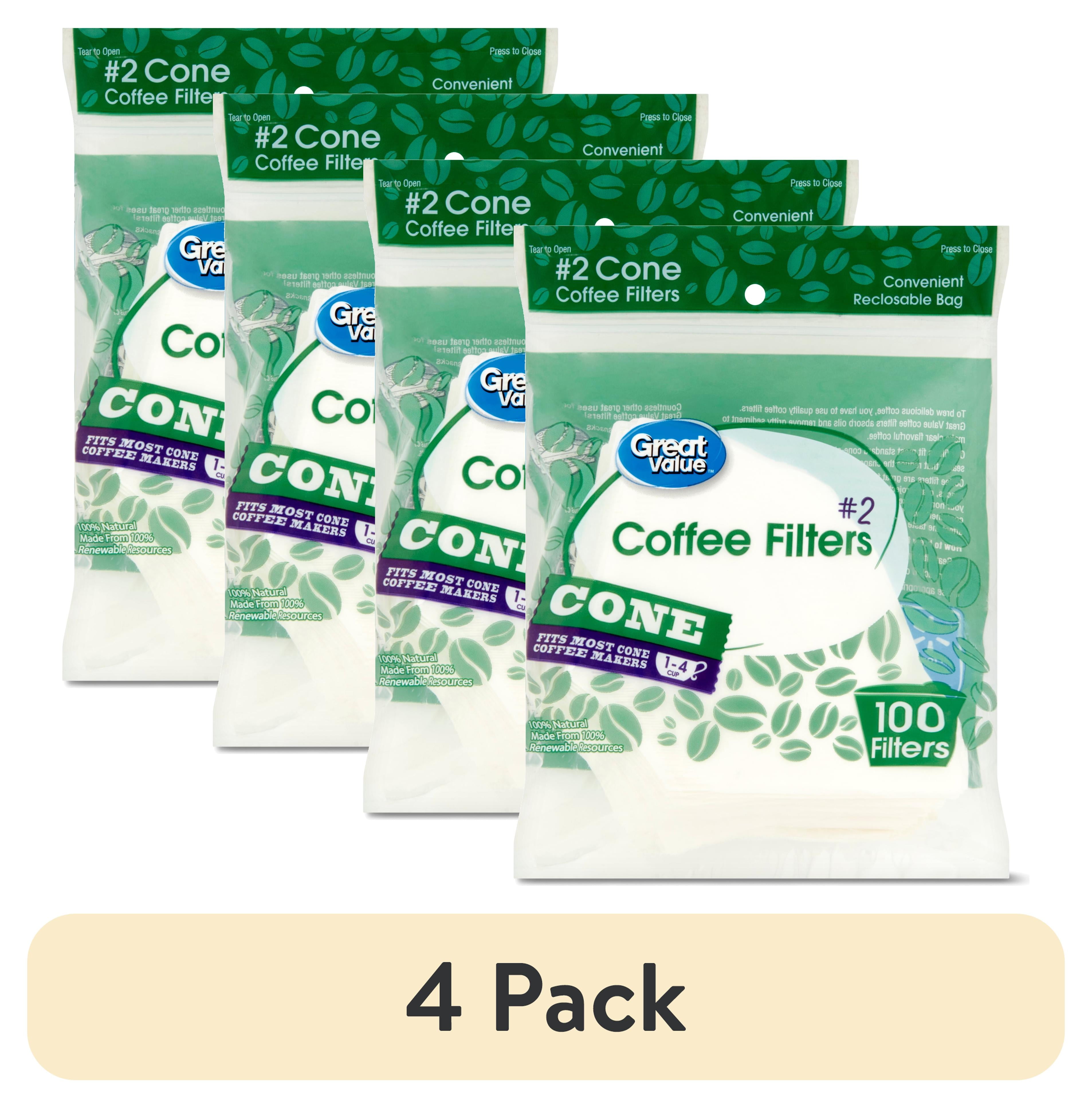 (4 pack) Great Value #2 Cone Coffee Filters, 100 Count - Walmart.com