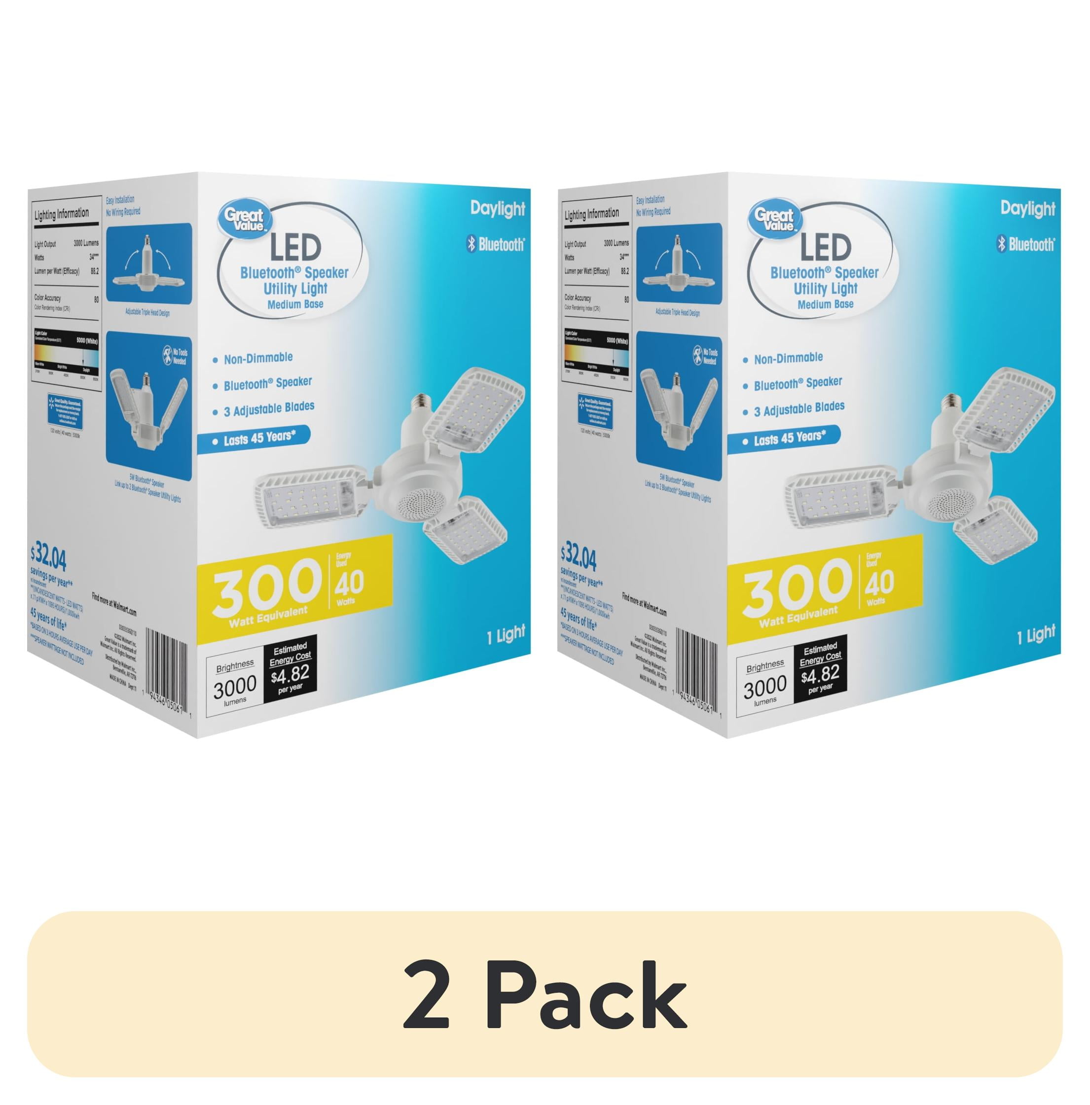 (2 pack) Great Value 3000 Lumen Deformable LED 40W Garage Light ...