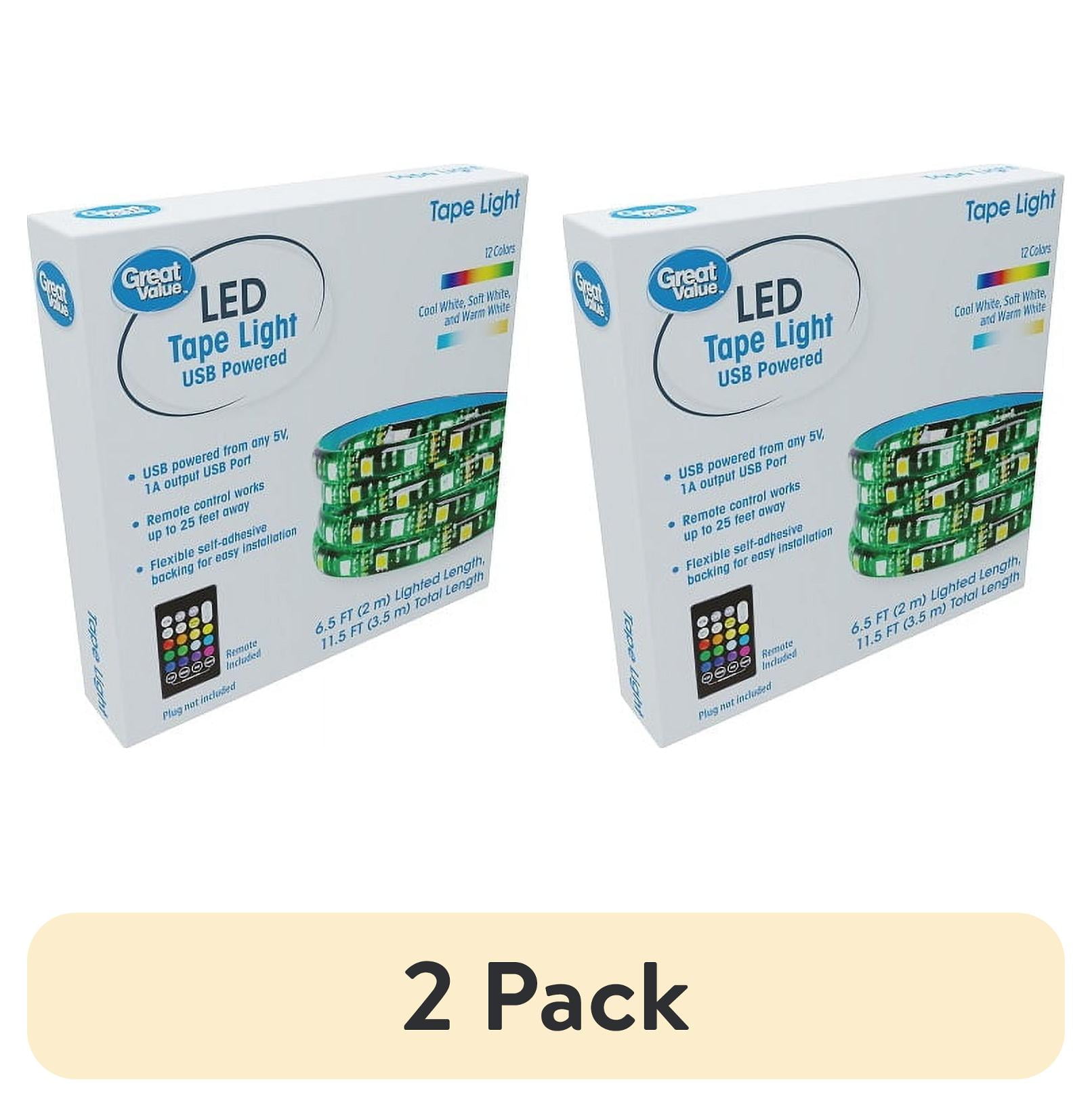 (2 pack) Great Value 6.5FT, USB Powered, Adjustable White and Multi ...