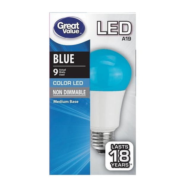 great value blue led non dimmable light bulb (9) - Walmart Business ...