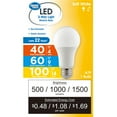 Great Value A19 3-Way LED Light Bulb, 40/60/100 Watts Tunable, Soft White, E26 Medium Base (1 ...